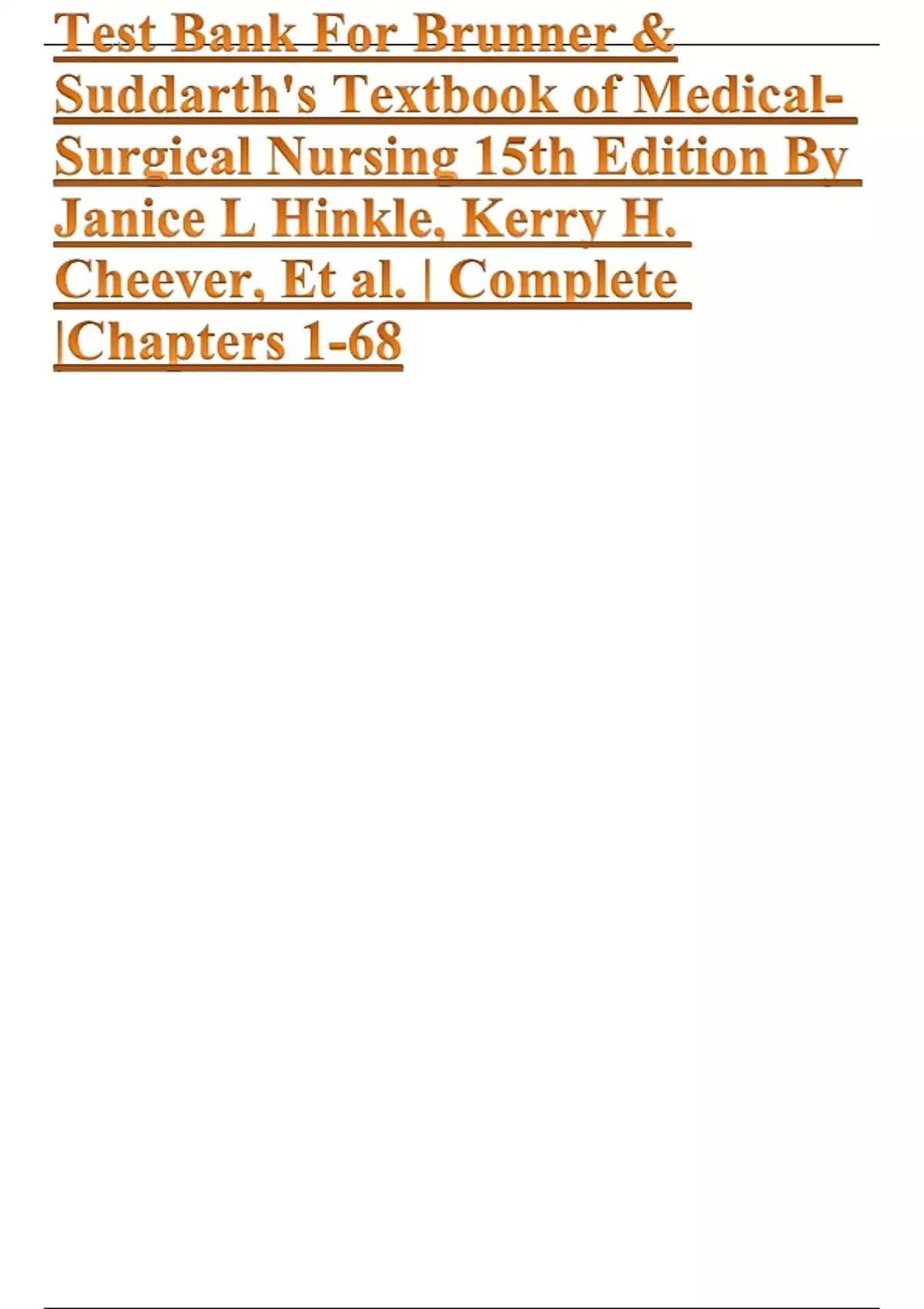 Test Bank For Brunner & Suddarth's Textbook of Medical- Surgical ...