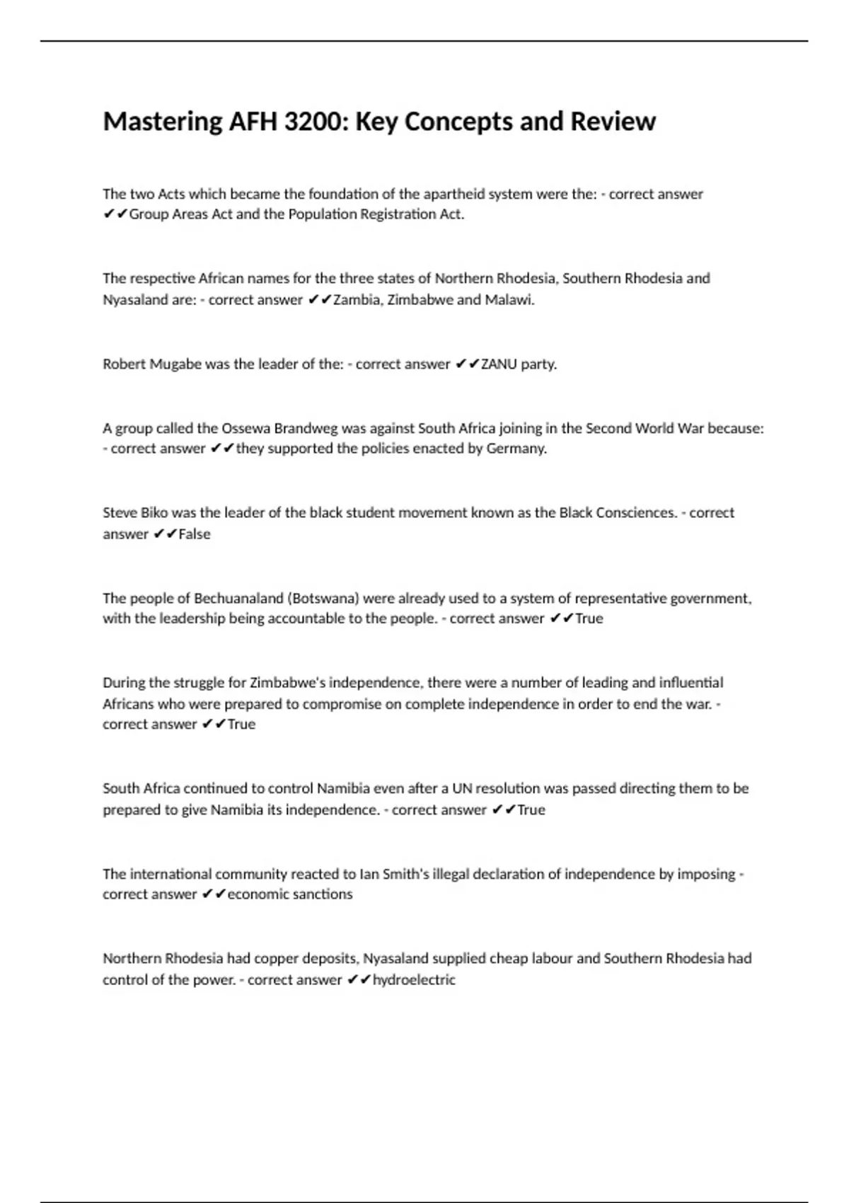 Mastering AFH 3200: Key Concepts and Review - AFH - Stuvia US