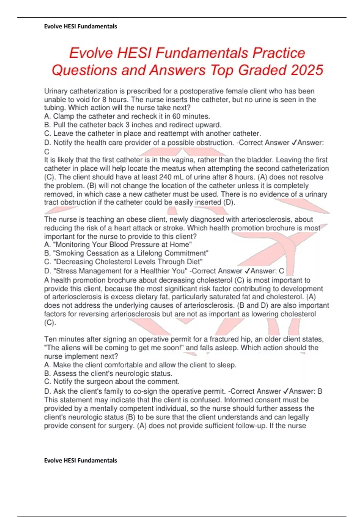 Evolve HESI Fundamentals Practice Questions and Answers Top Graded 2025 ...