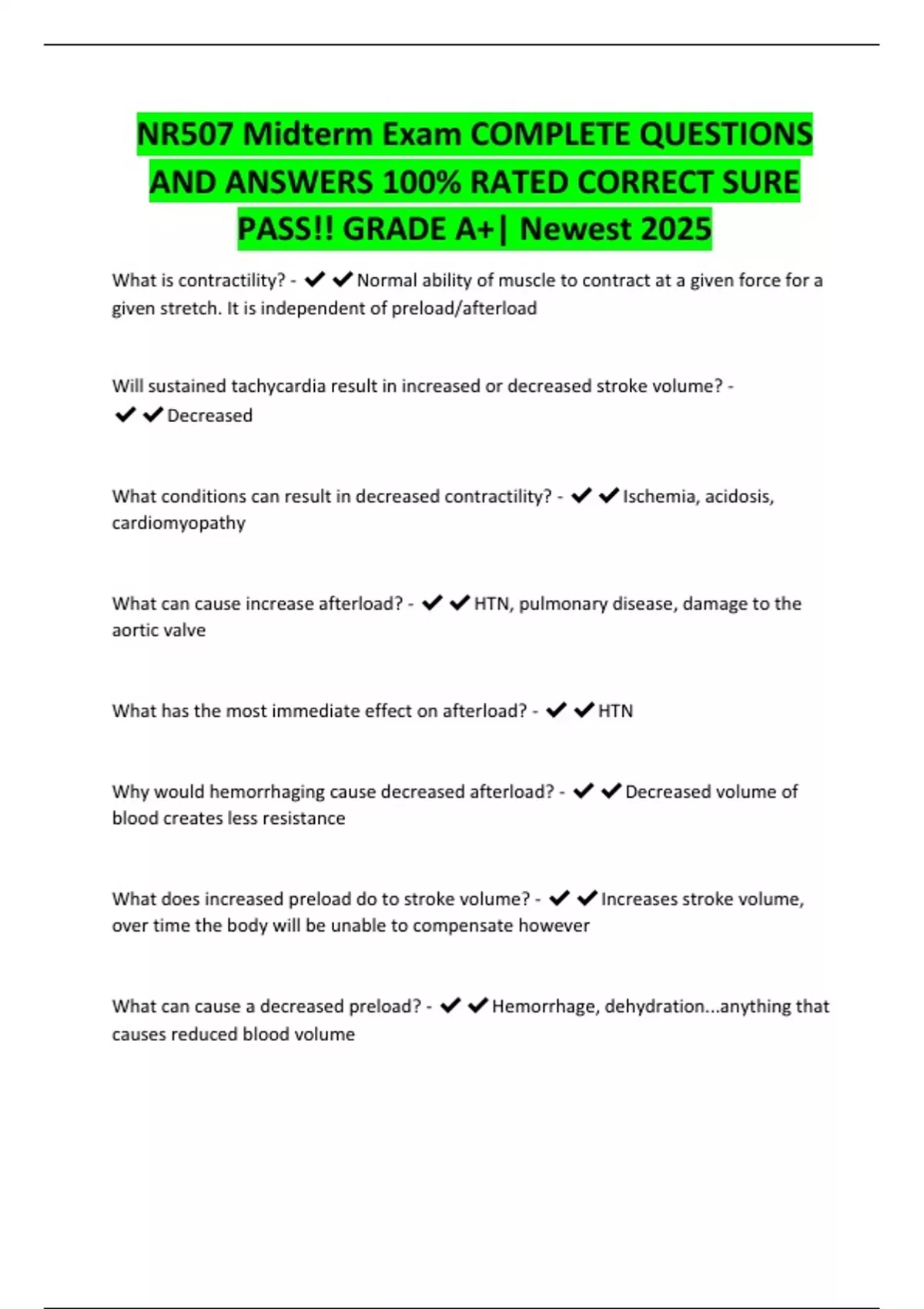 NR507 Midterm Exam COMPLETE QUESTIONS AND ANSWERS 100% RATED CORRECT ...