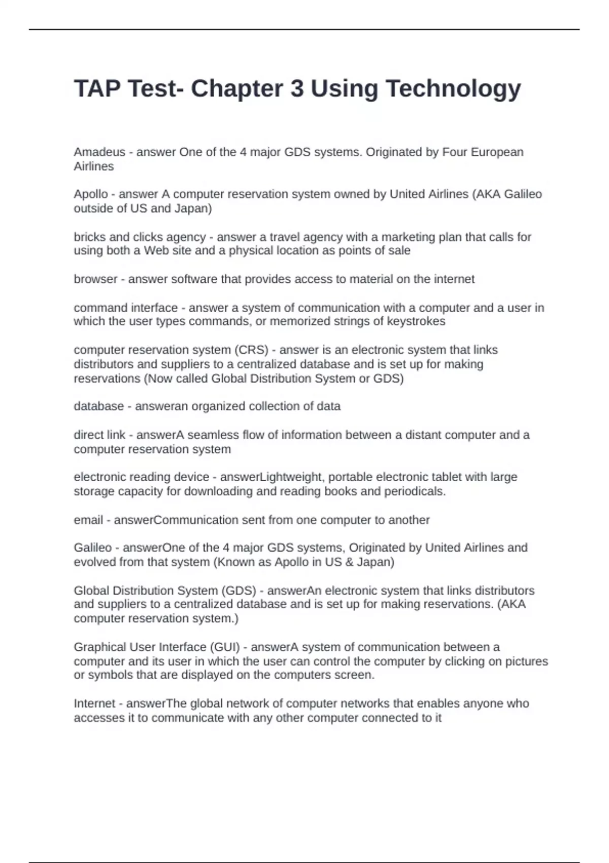 TAP Test- Chapter 3 Using Technology Questions and Answers 2024 - TAP ...