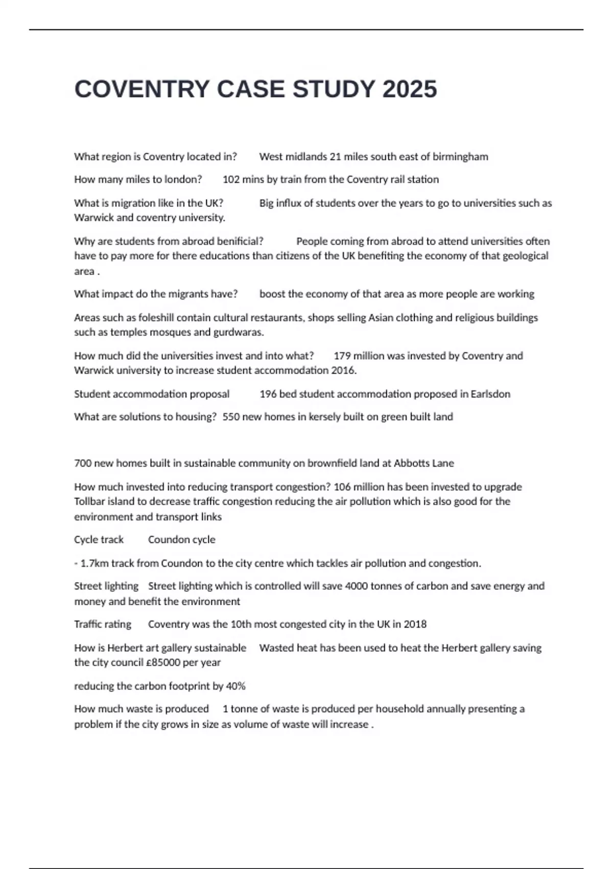 COVENTRY CASE STUDY 2025 - COVENTRY - Stuvia US