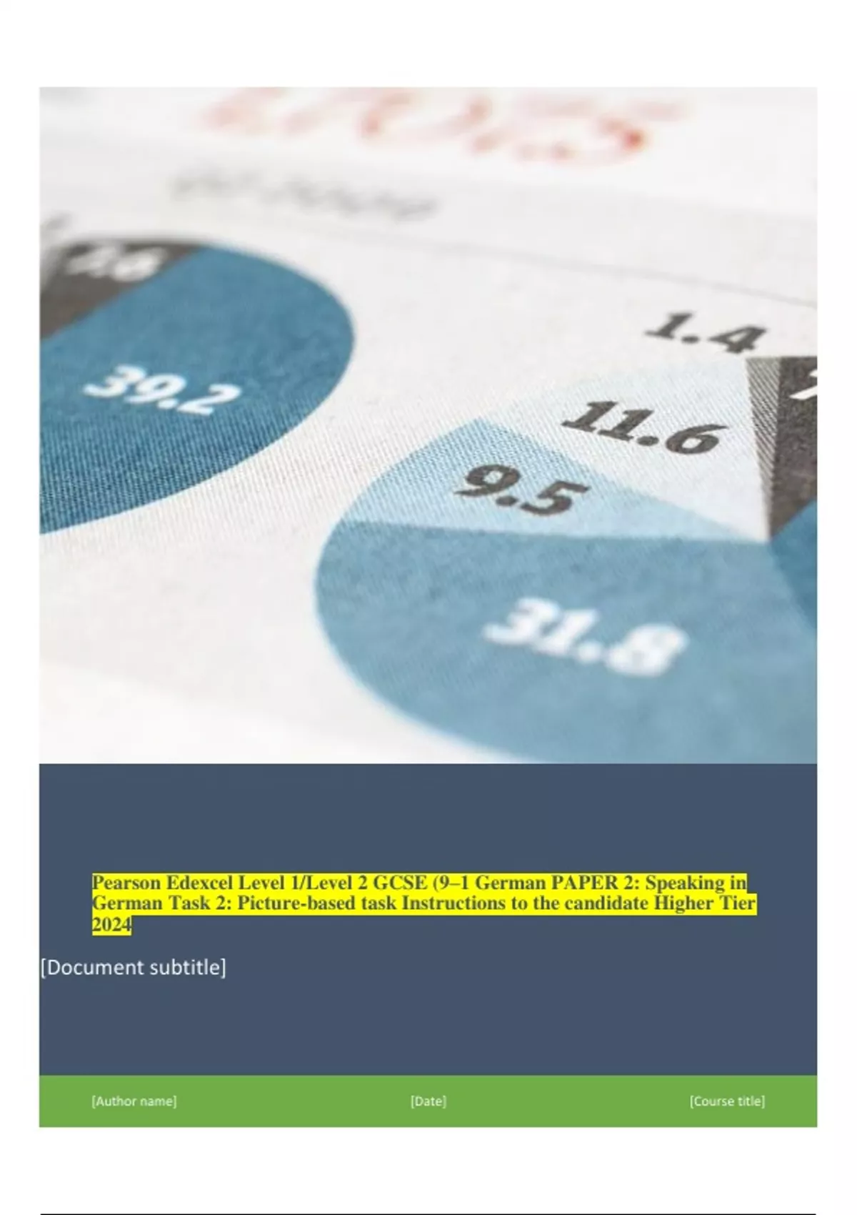 Pearson Edexcel Level 1/Level 2 GCSE (9–1 German PAPER 2: Speaking in ...