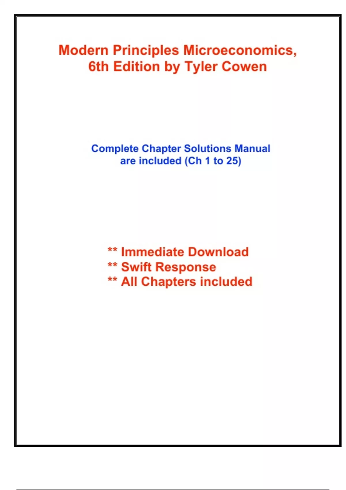 Solutions for Modern Principles Microeconomics, 6th Edition by Cowen ...