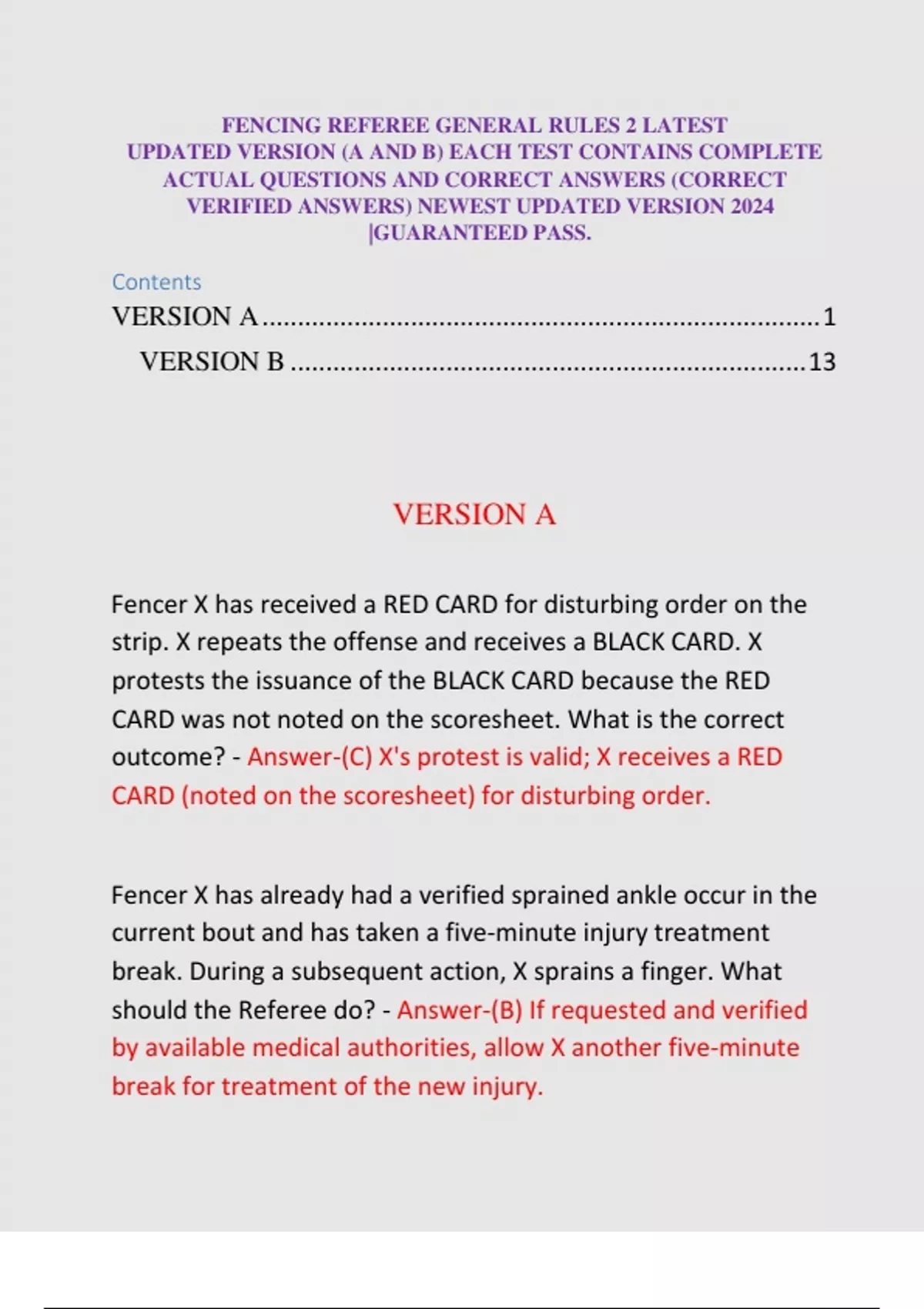 FENCING REFEREE GENERAL RULES 2 LATEST UPDATED VERSION (A AND B) EACH ...