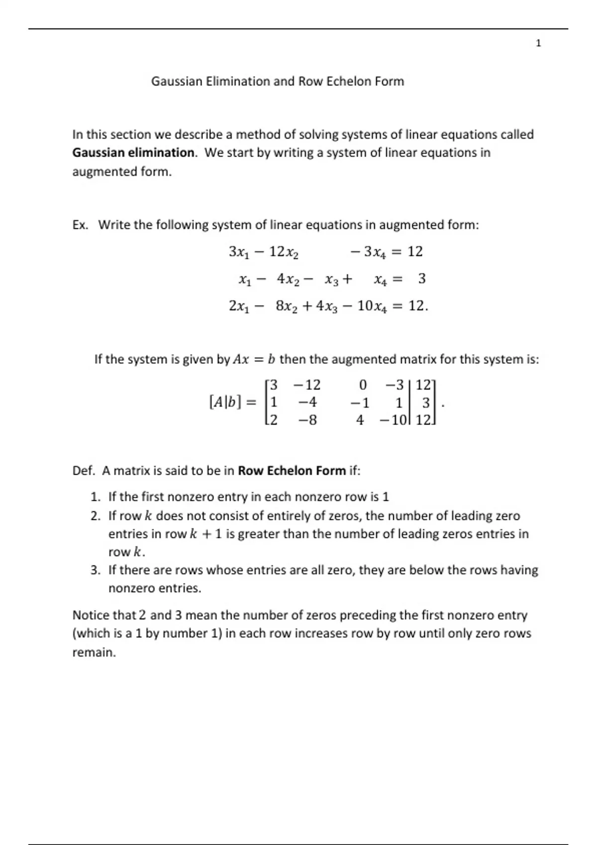 Linear Algebra Gaussian Elimination and Row Echelon Form-2., guaranteed and verified 100% - Math ...