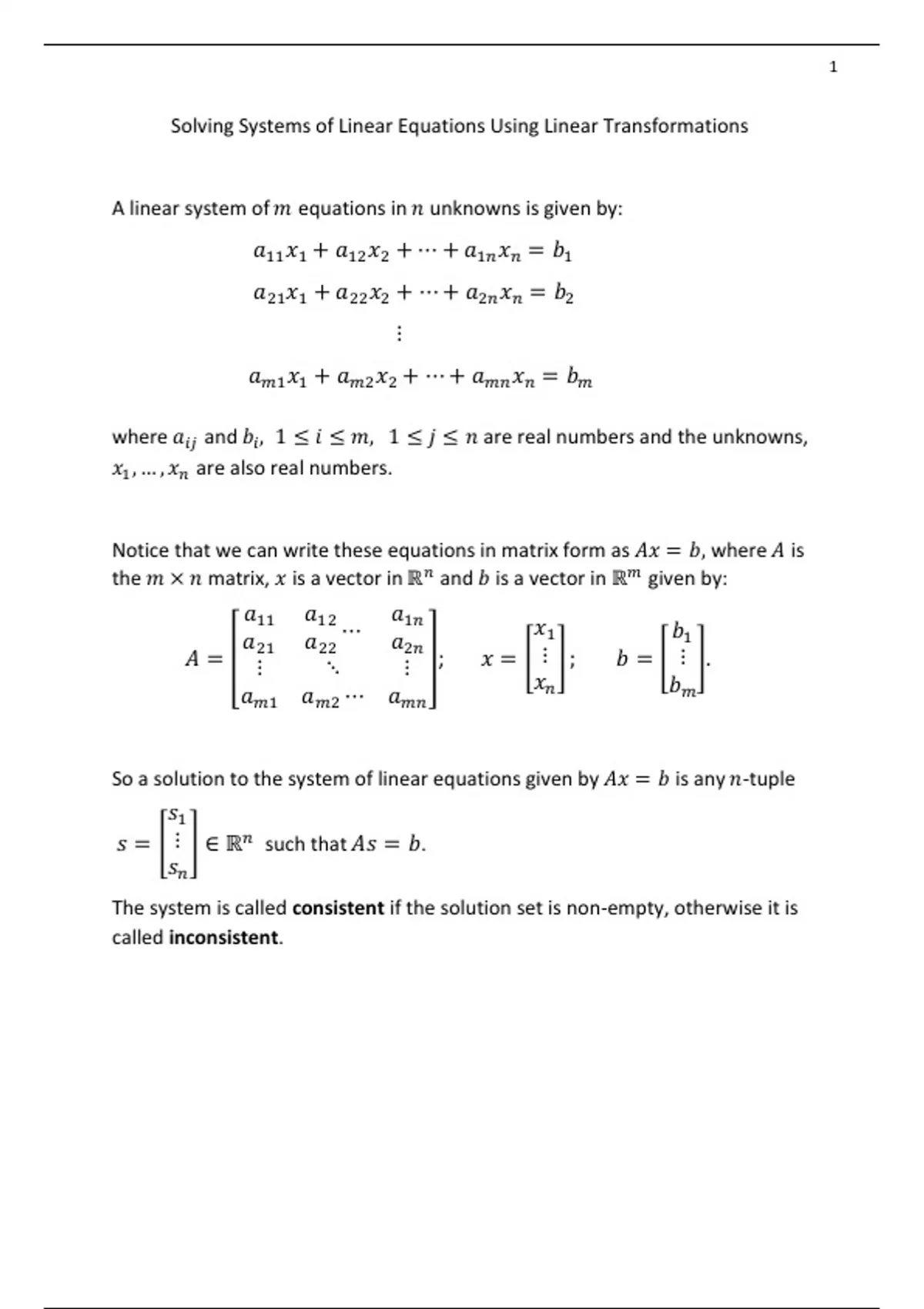 Linear Algebra Solving Systems of Linear-Equations Using Linear Transformations, guaranteed and ...