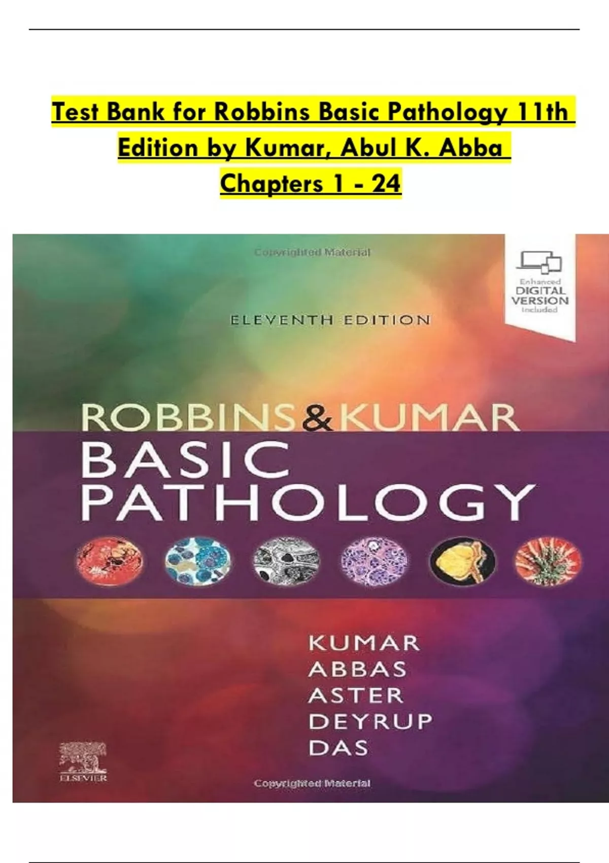 Test Bank for Robbins Basic Pathology 11th Edition by Kumar, Abul K ...