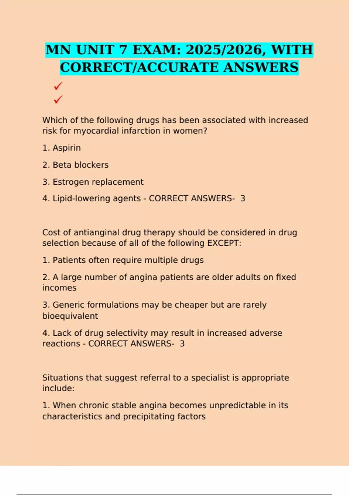 MN UNIT 7 EXAM: 2025/2026, WITH CORRECT/ACCURATE ANSWERS - MN UNIT 7 ...