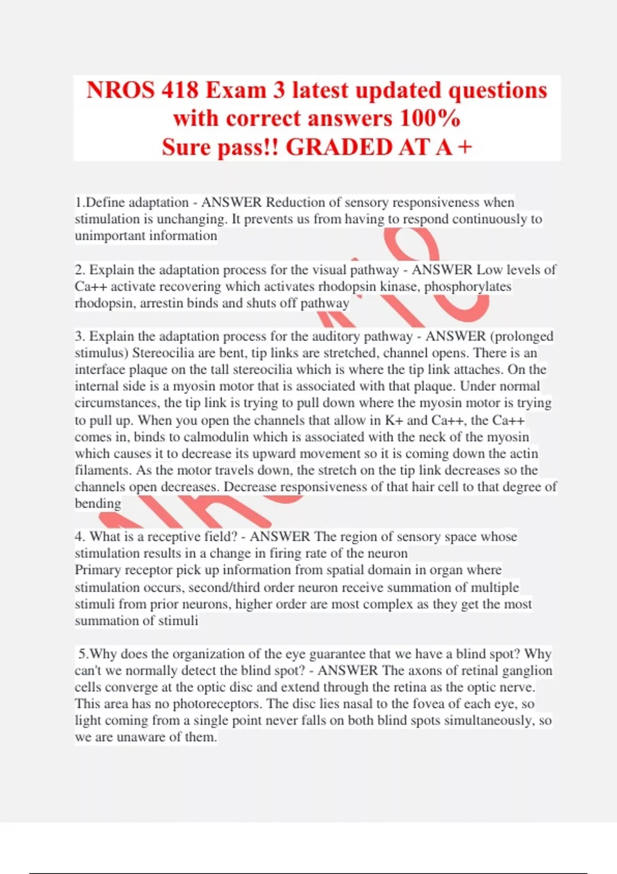 NROS 418 Exam 3 latest updated questions with correct answers 100% Sure ...