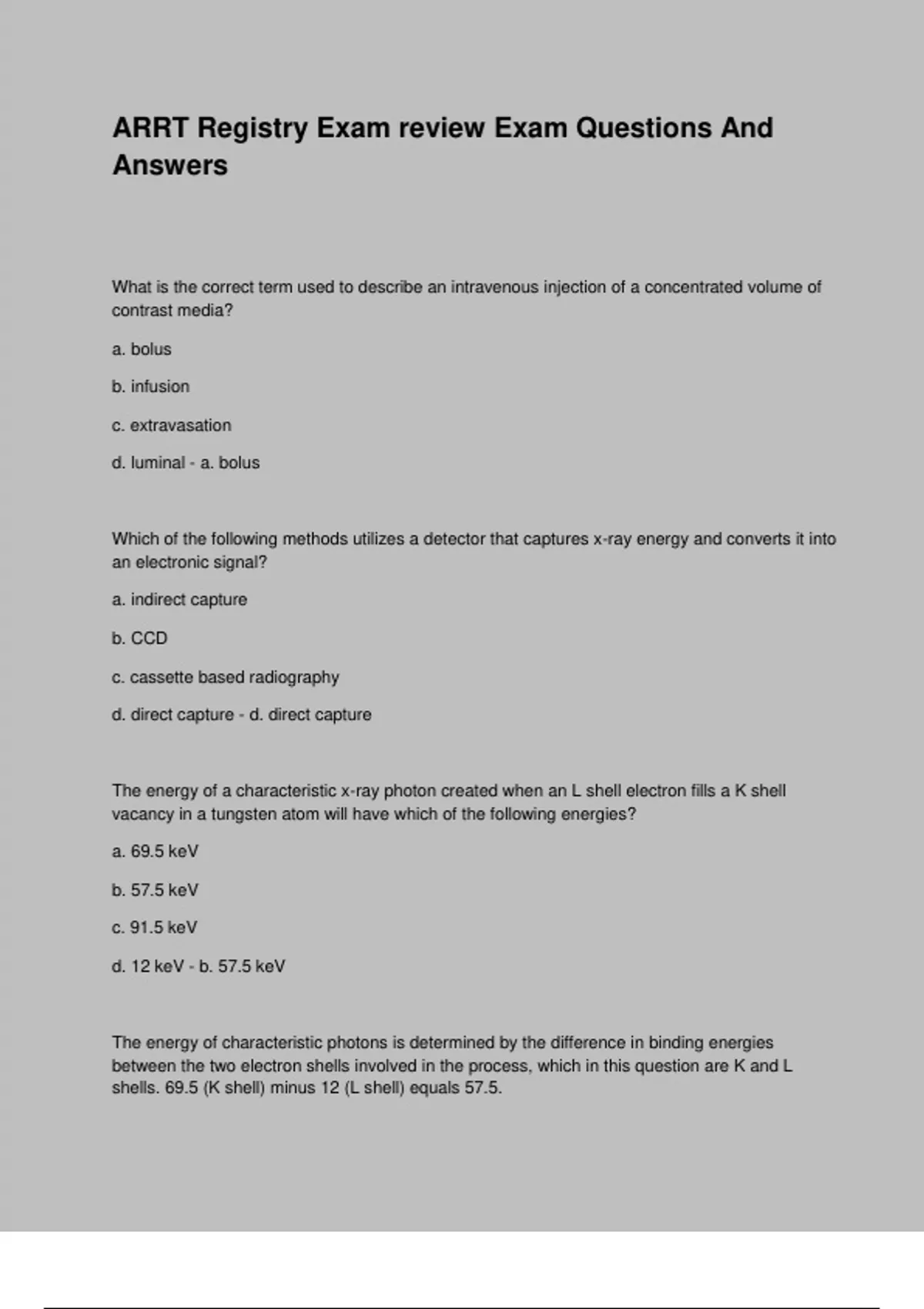 AMERICAN REGISTRY OF RADIOLOGIC TECHNOLOGISTS (AART) EXAM ACTUAL EXAM 2 ...