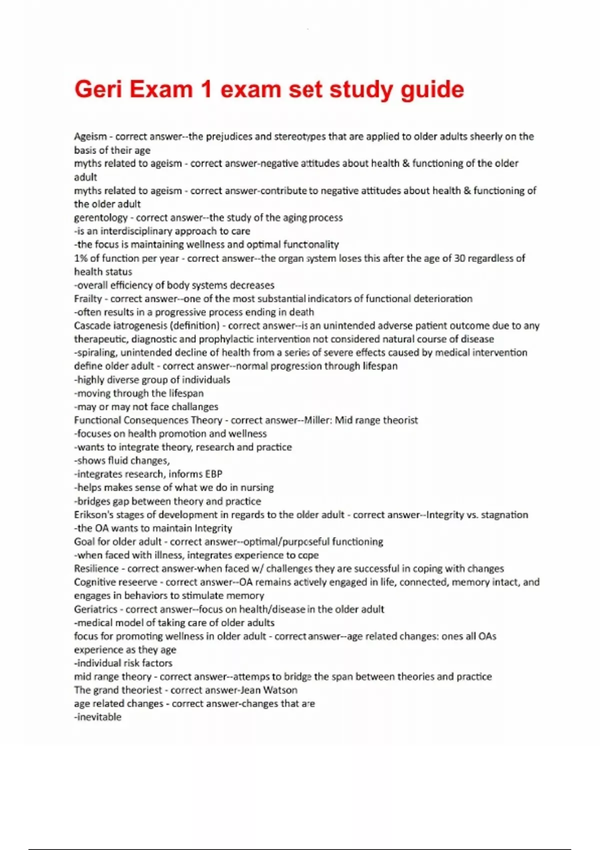 Geri Exam 1 exam set study guideGeri Exam 1 exam set study guide - Geri - Stuvia US