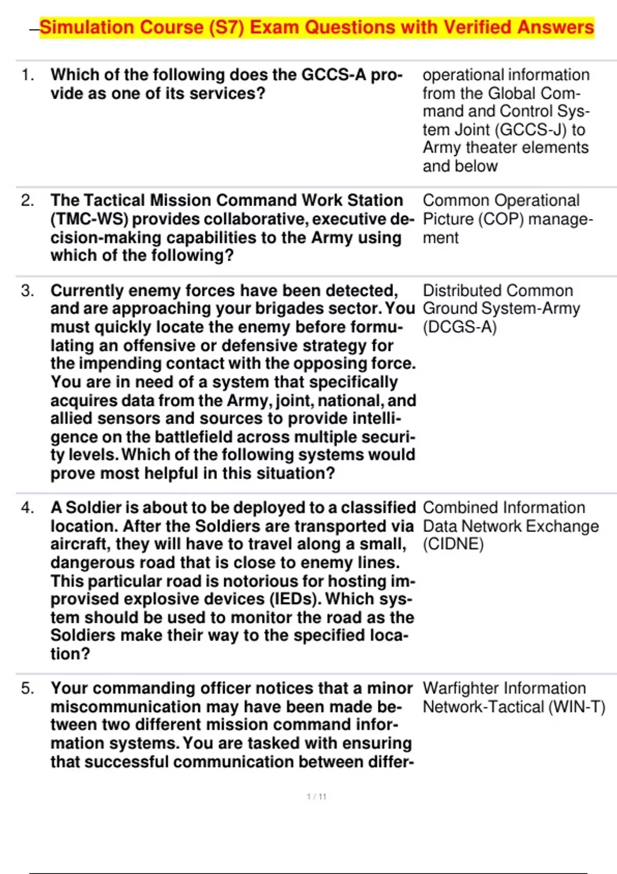 Simulation Course (S7) Exam Questions with Verified Answers - Simulation Course - Stuvia US