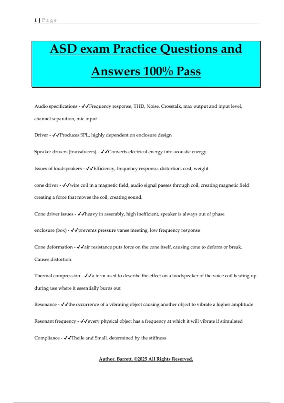 ASD exam Practice Questions and Answers 100% Pass - ASD - Stuvia NL