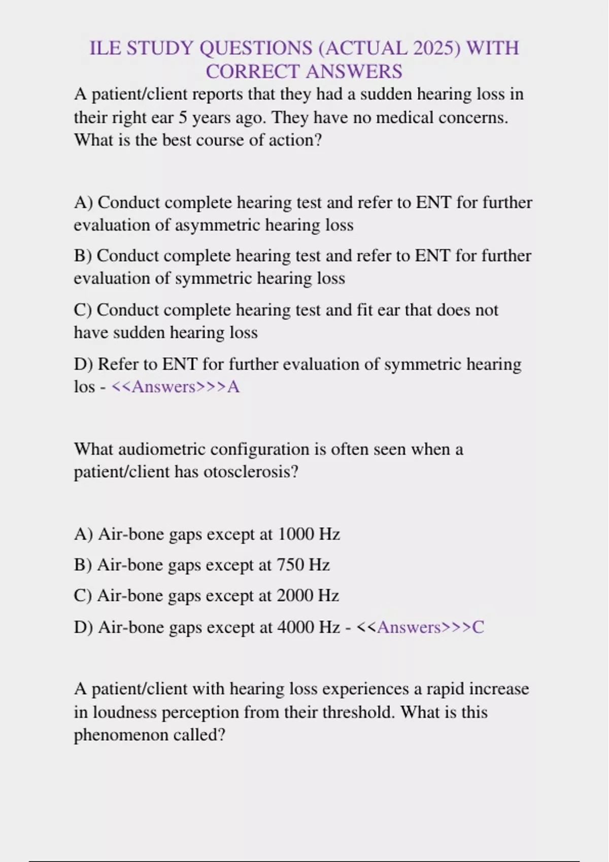 ILE STUDY QUESTIONS (ACTUAL 2025) WITH CORRECT ANSWERS - ILE STUDY ...