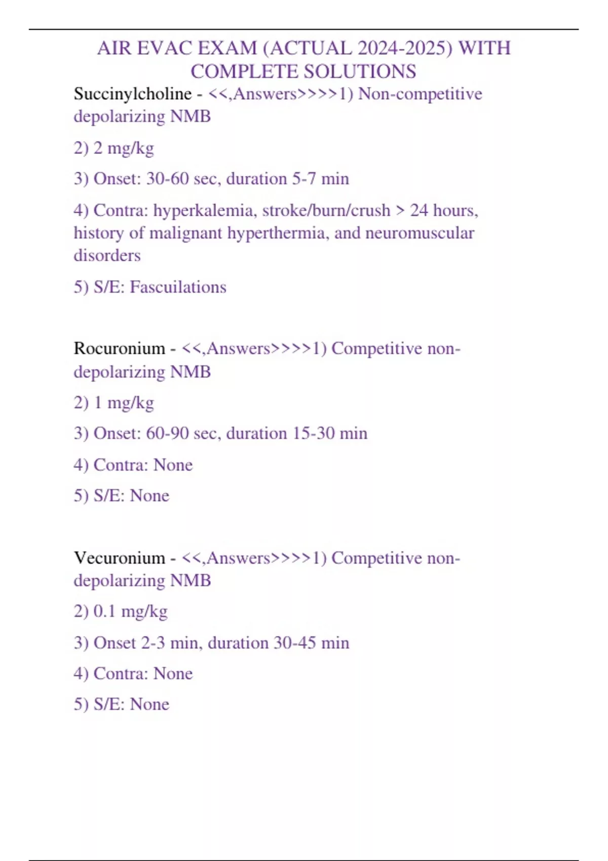 AIR EVAC EXAM (ACTUAL ) WITH COMPLETE SOLUTIONS - AIR EVAC - Stuvia US