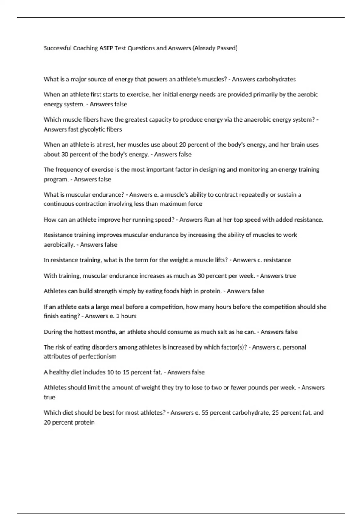 Successful Coaching ASEP Test Questions and Answers (Already Passed ...