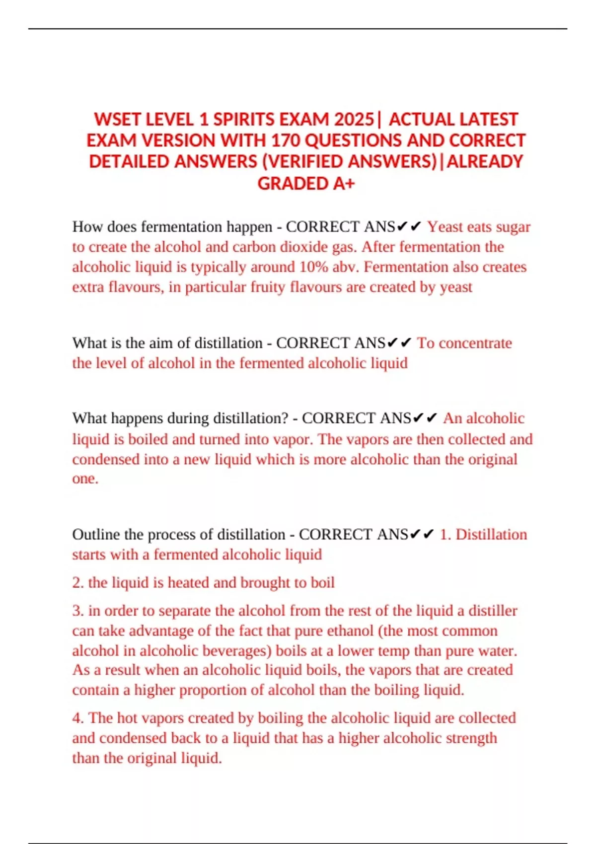 WSET LEVEL 1 SPIRITS EXAM 2025| ACTUAL LATEST EXAM VERSION WITH 170 ...