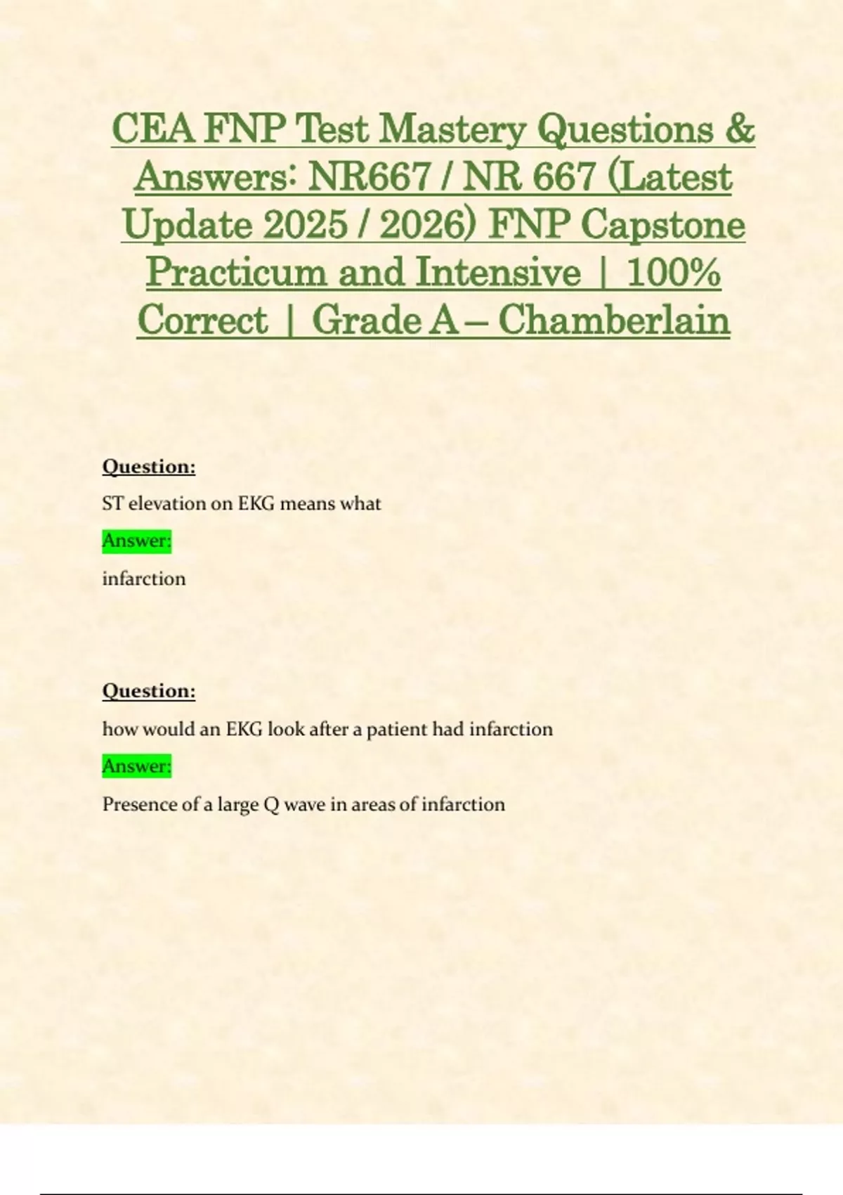 CEA FNP Test Mastery Questions & Answers: NR667 / NR 667 (Latest Update ...
