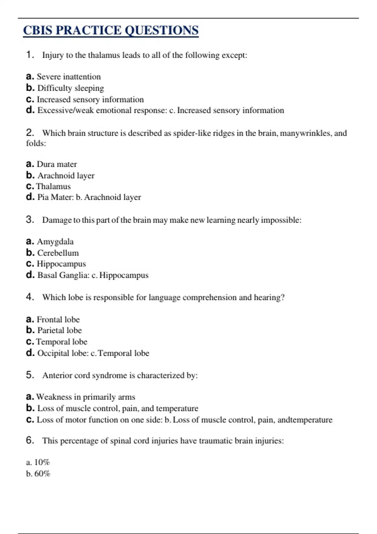 CBIS PRACTICE QUESTIONS 2024/2025 | QUESTIONS WITH 100% VERIFIED ...