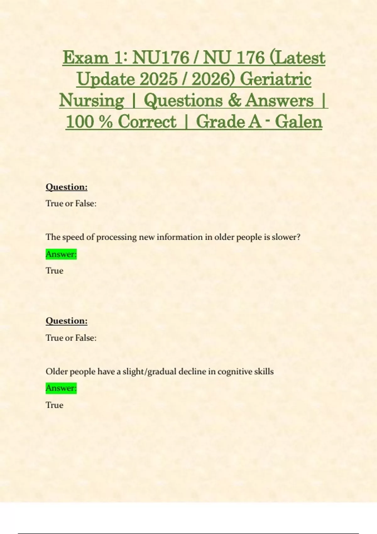 Exam 1: NU176 / NU 176 (Latest 2025 / 2026 Updates STUDY BUNDLE WITH ...