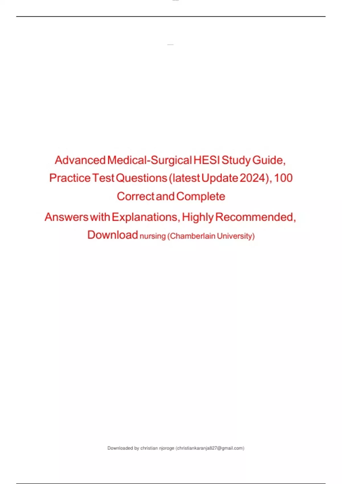 Advanced Medical-Surgical HESI Study Guide, Practice Test Questions ...