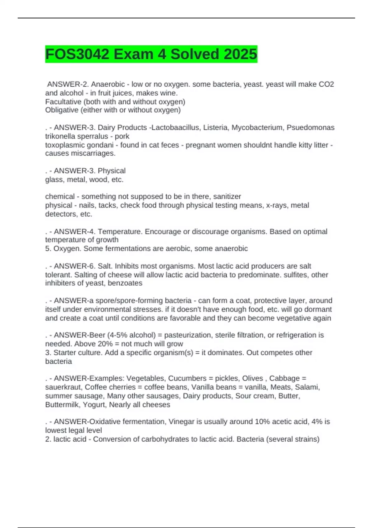 FOS3042 Exam 4 Solved 2025 - FOS3042 - Stuvia US