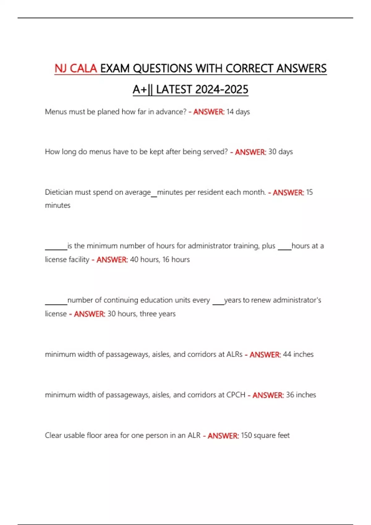 NJ CALA EXAM QUESTIONS WITH CORRECT ANSWERS A+|| LATEST - NJ CALA ...