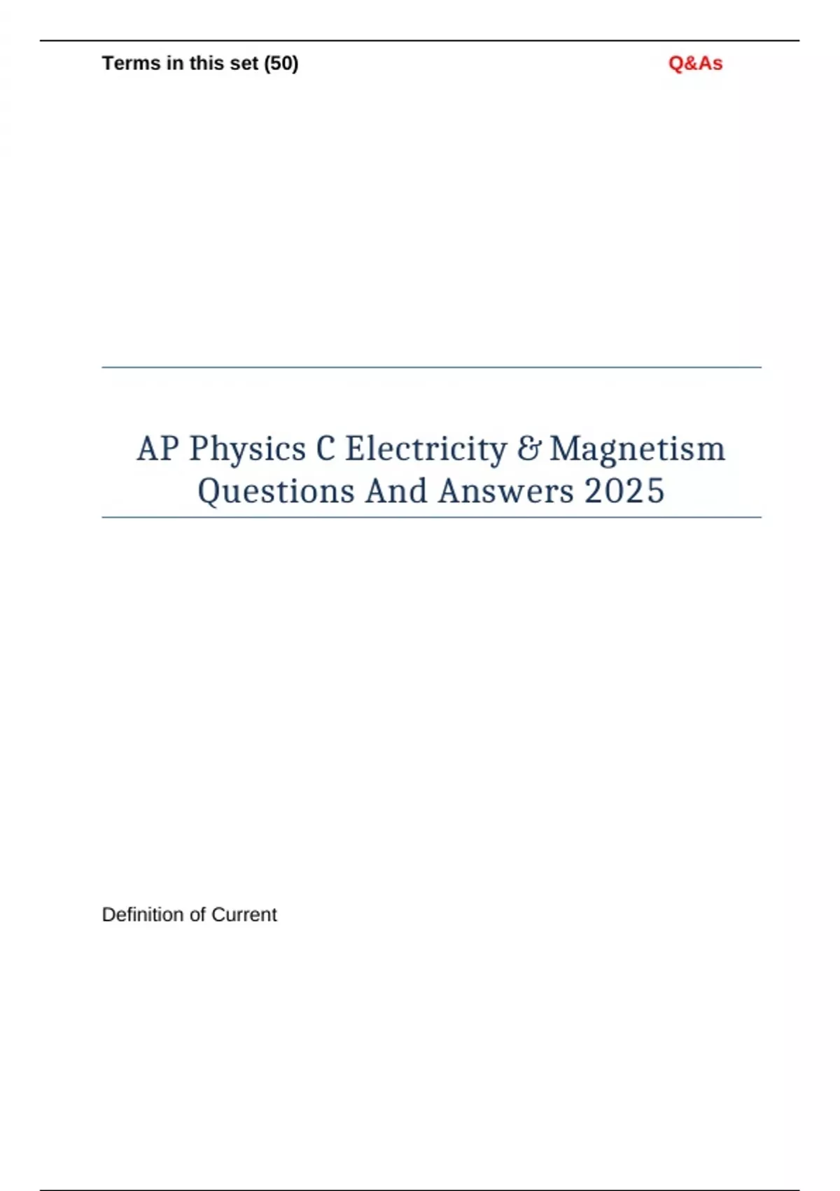AP Physics C Electricity & Magnetism Questions And Answers 2025 - Ap ...