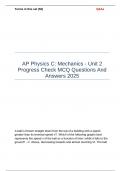 AP Physics C Mechanics - Unit 2 Progress Check MCQ Questions And ...