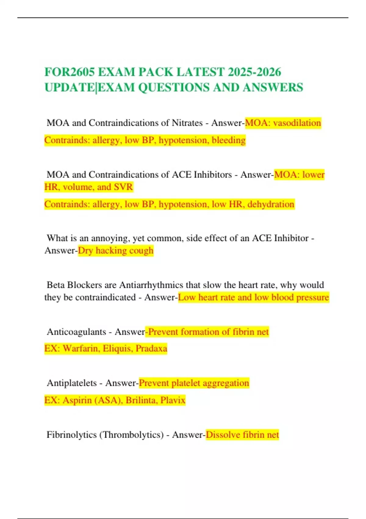FOR2605 EXAM PACK LATEST UPDATE|EXAM QUESTIONS AND ANSWERS - FOR2605 ...