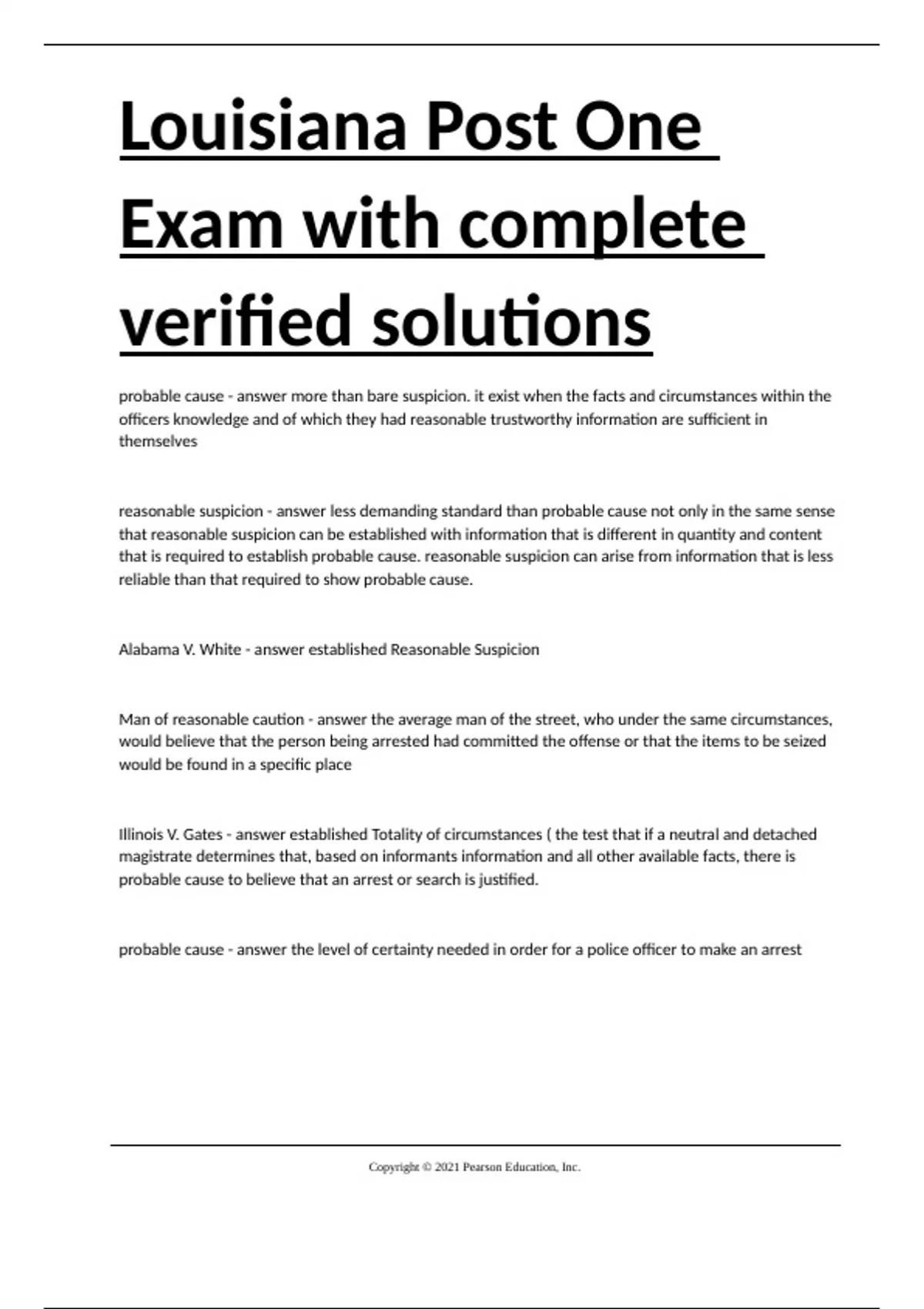 Louisiana Post One Exam with complete verified solutions - Louisiana ...