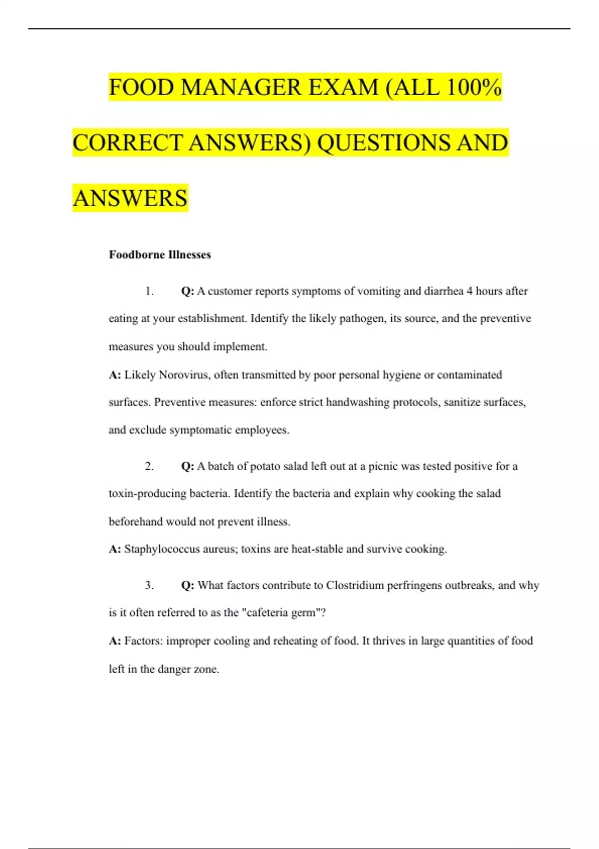 Comprehensive Advanced Flashcards for Food Safety Certification and ...