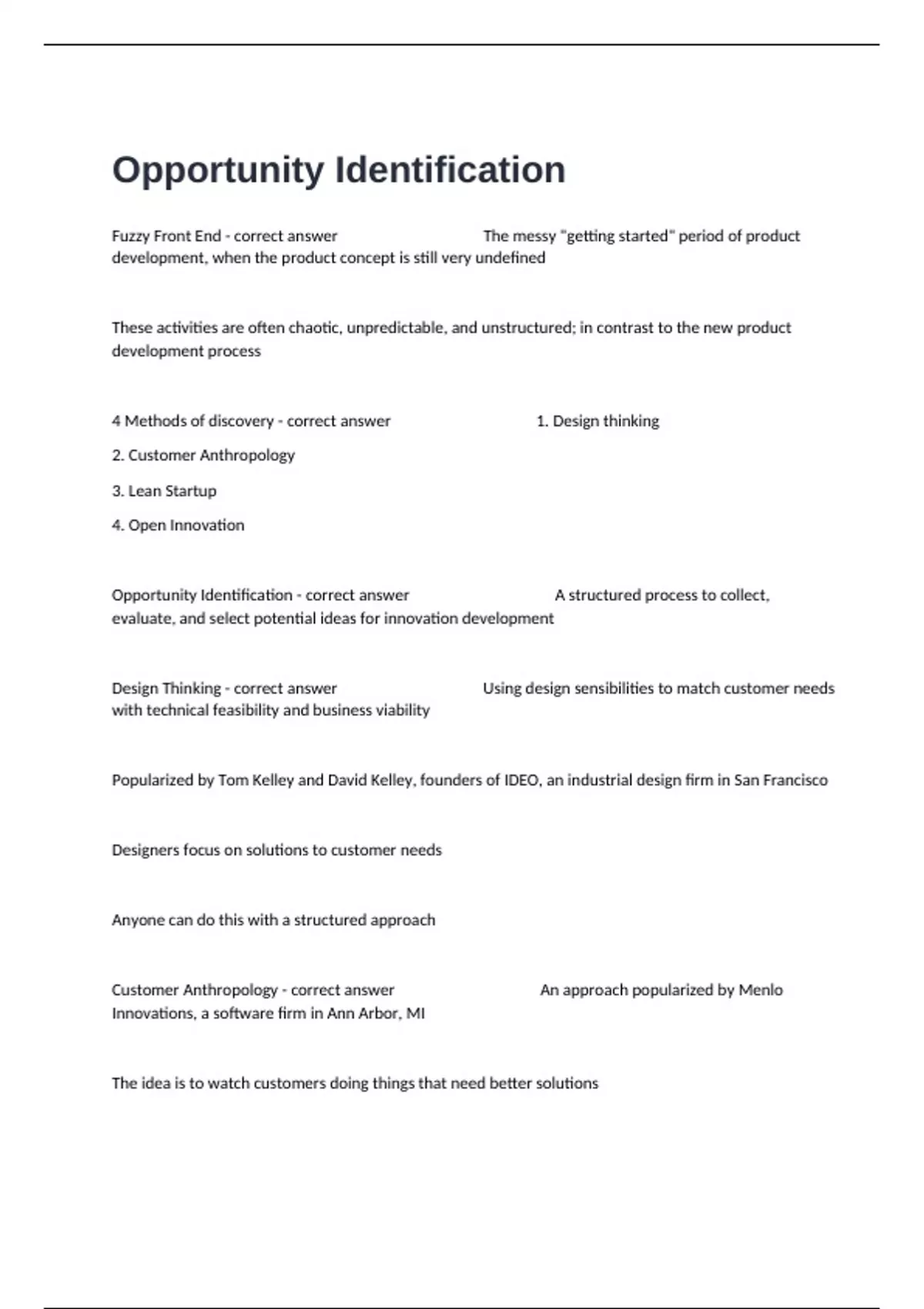 Opportunity Identification Comprehensive Exam Questions With Correct ...