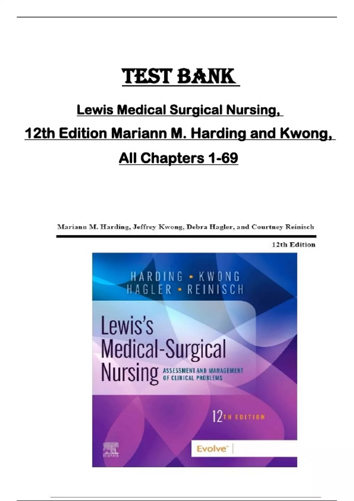 TEST BANK for Lewis Medical Surgical Nursing, 12th Edition Mariann M ...