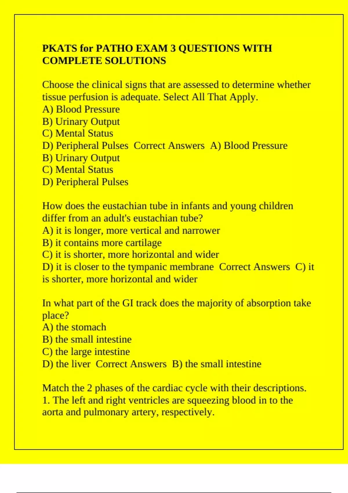 PKATS for PATHO EXAM 3 QUESTIONS WITH COMPLETE SOLUTIONS - PKATS - Stuvia US