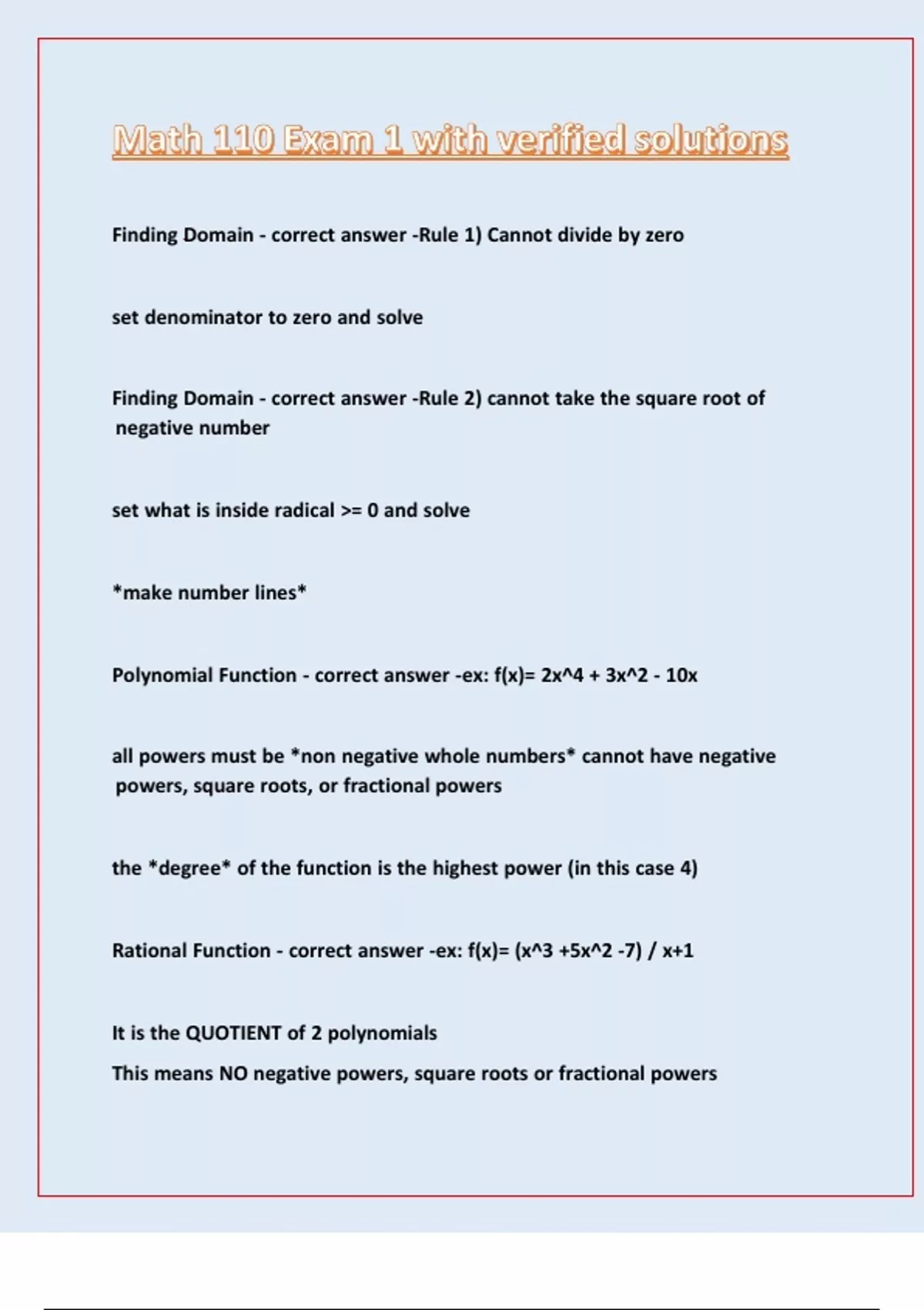 Math 110 Exam 1 with verified solutions - Math 110 - Stuvia US