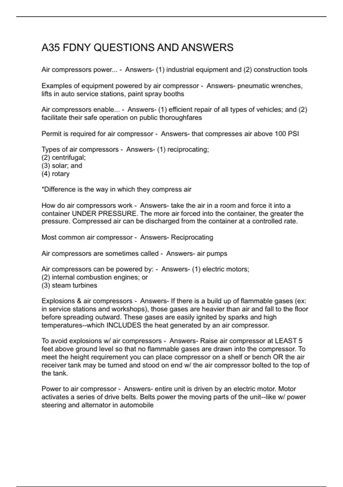 A35 FDNY QUESTIONS AND ANSWERS - A35 FDNY - Stuvia US