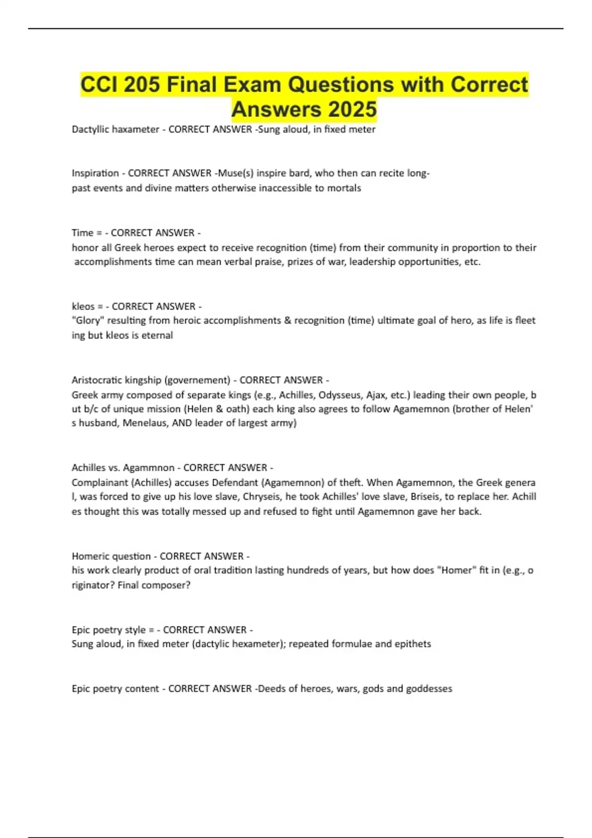 CCI 205 Final Exam Questions with Correct Answers 2025 - CCI 205 - Stuvia US