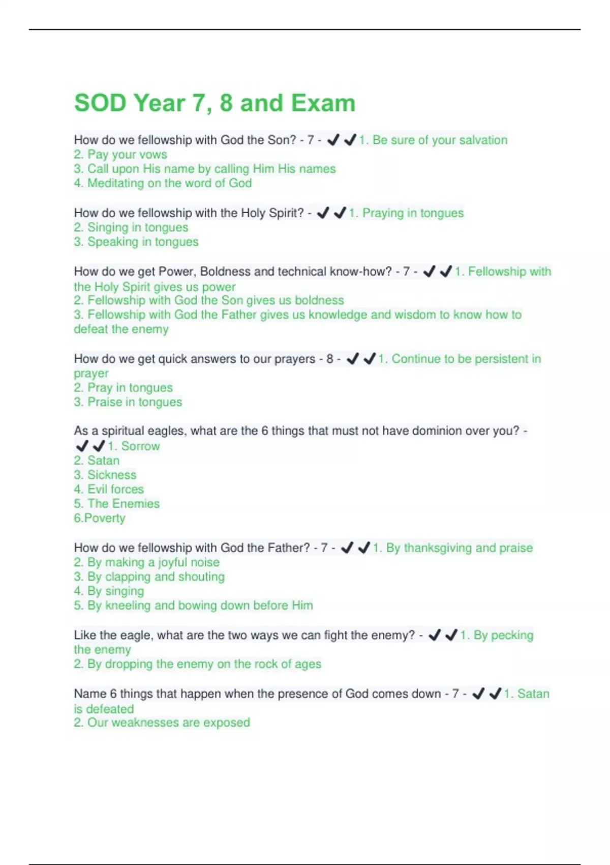 SOD Year 7, 8 and Exam Solved 100% Correct!! - SOD Year 7, 8 - Stuvia US