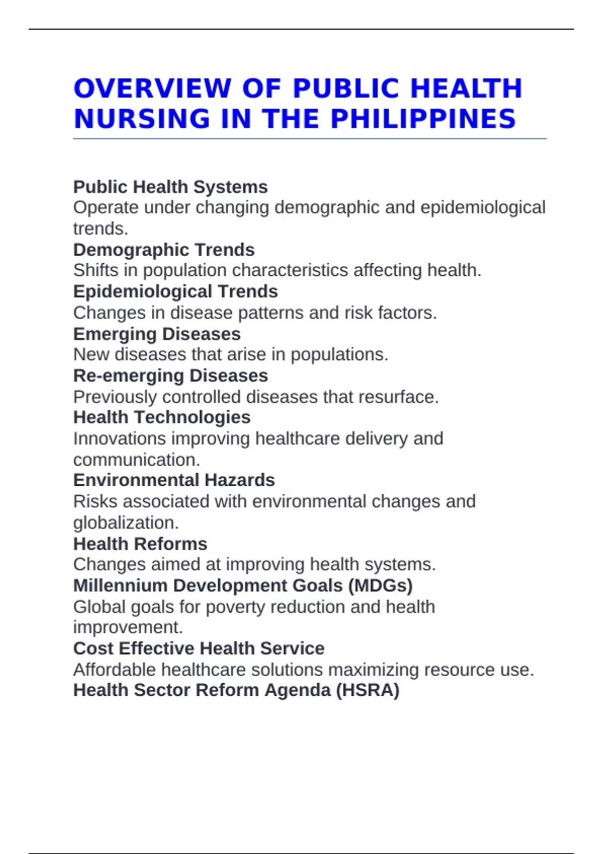 OVERVIEW OF PUBLIC HEALTH NURSING IN THE PHILIPPINES - PUBLIC HEALTH ...