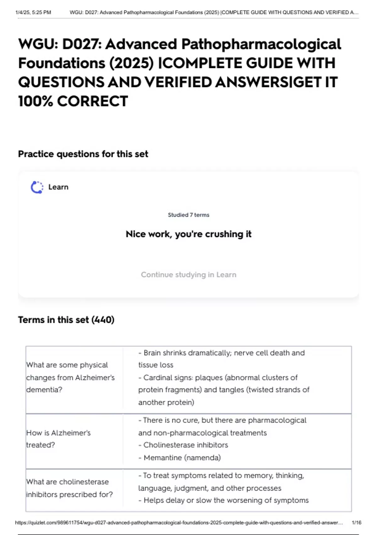 WGU: D027: Advanced Pathopharmacological Foundations (2025) |COMPLETE ...