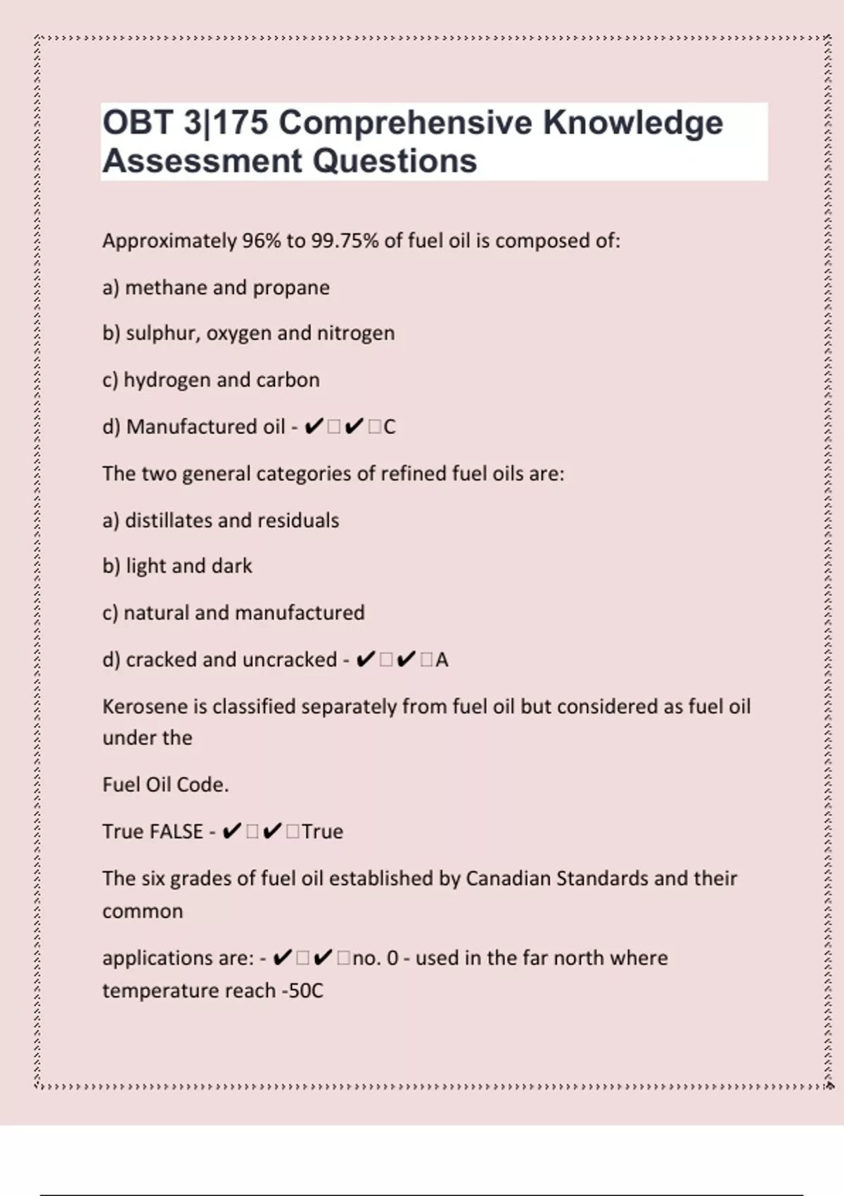 OBT 3|175 Comprehensive Knowledge Assessment Questions With Correct ...