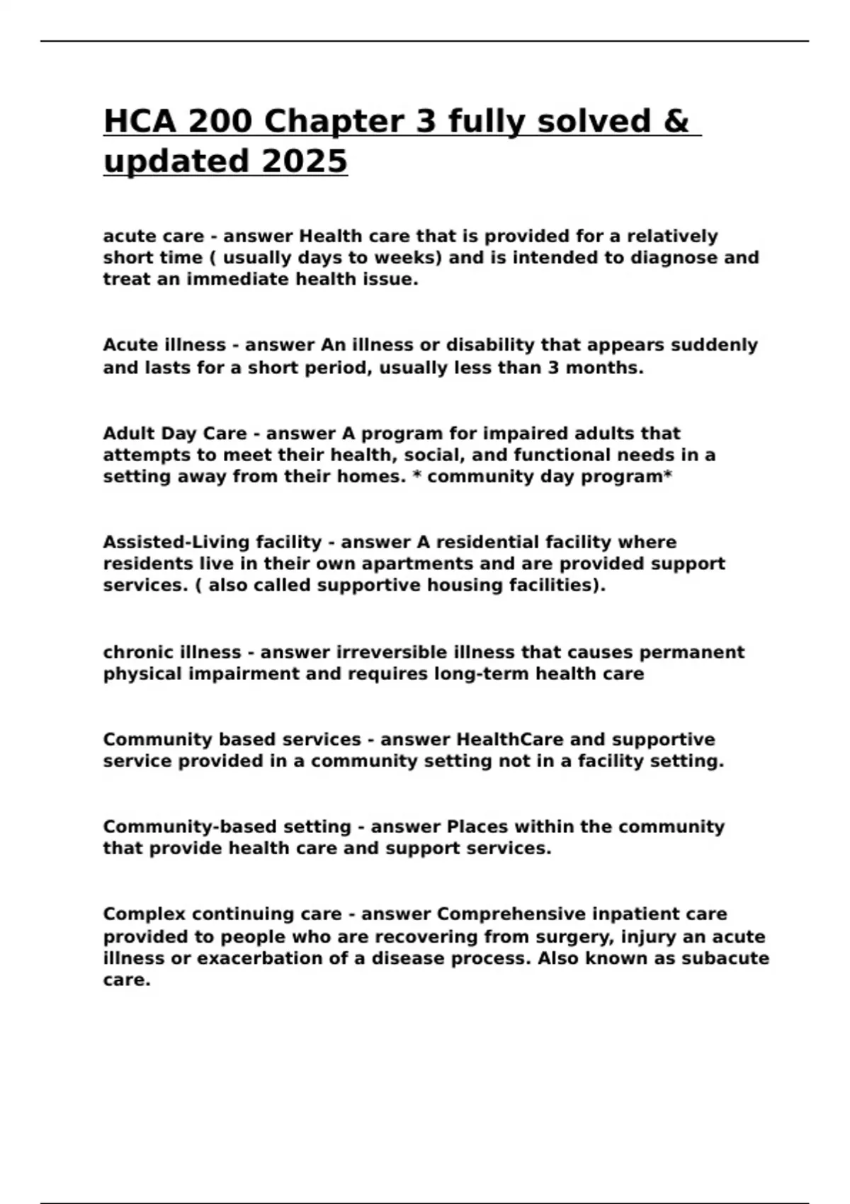 HCA 200 Chapter 3 fully solved & updated 2025. - HCA200 - Stuvia US
