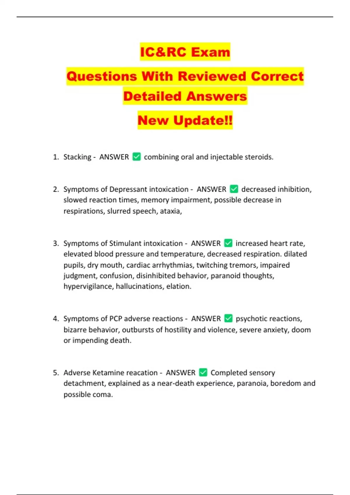 IC&RC Exam Questions With Reviewed Correct Detailed Answers New Update ...