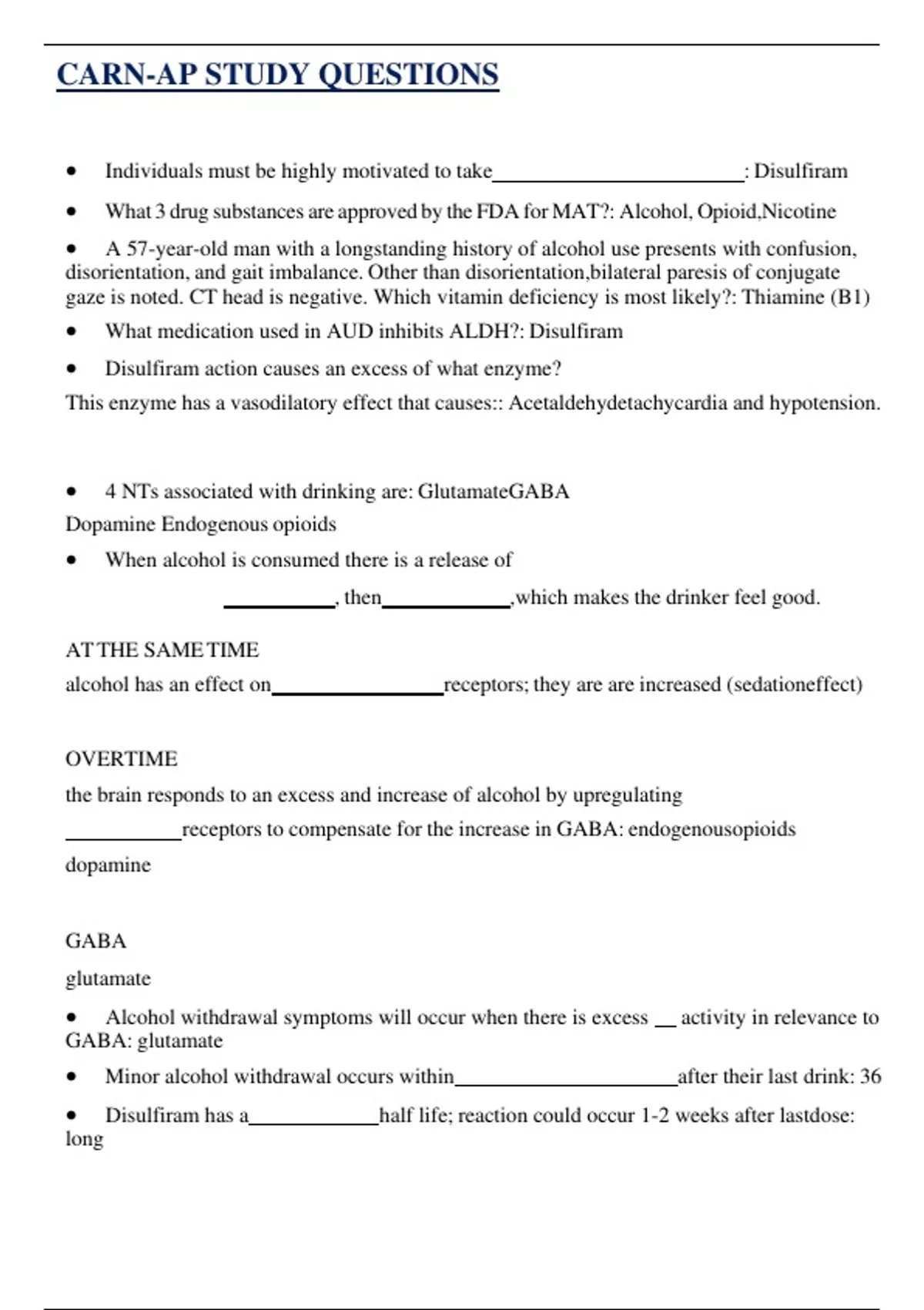 CARN-AP STUDY QUESTIONS 2024/2025 | QUESTIONS WITH 100% VERIFIED ...