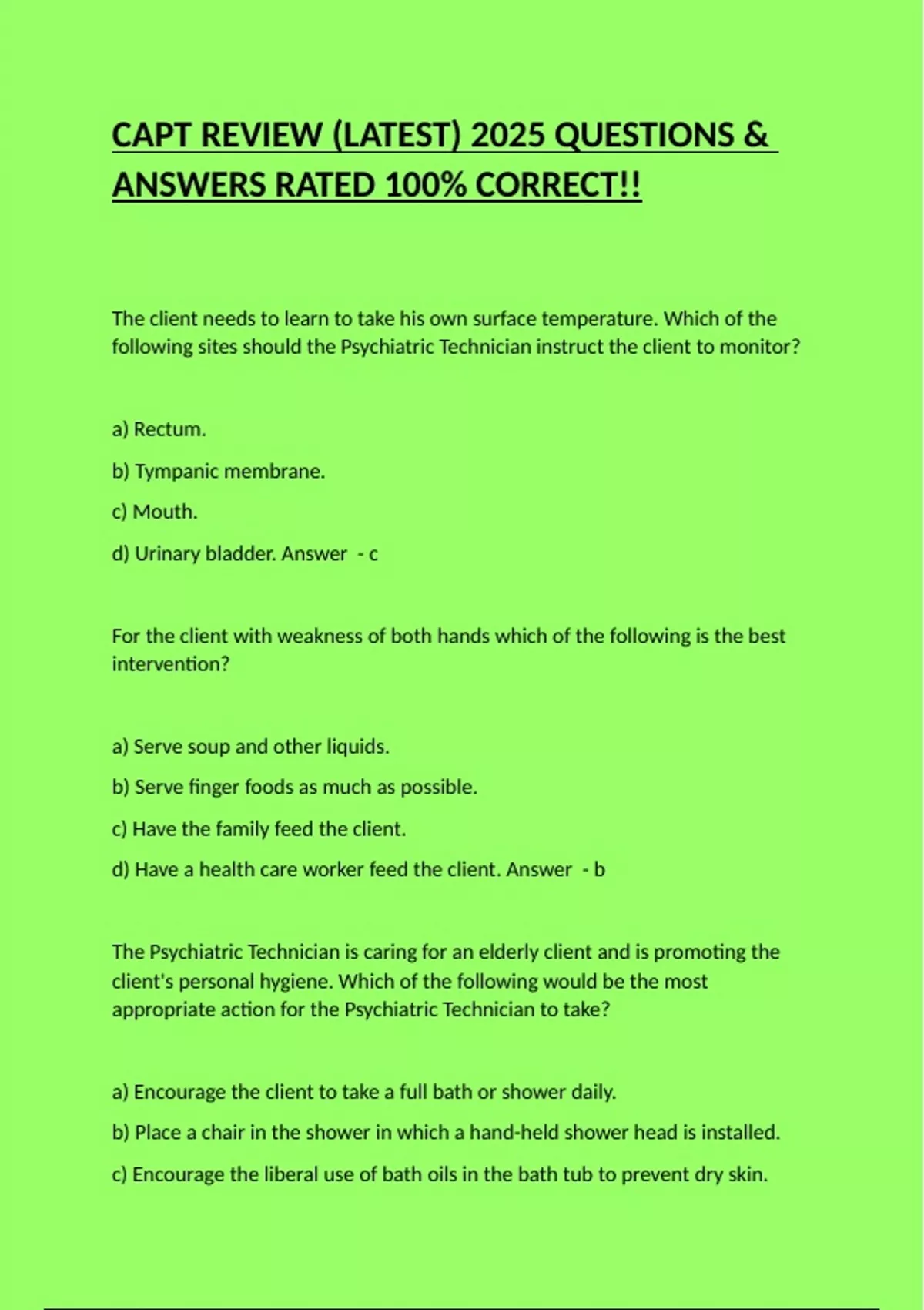 CAPT REVIEW (LATEST) 2025 QUESTIONS & ANSWERS RATED 100% CORRECT ...