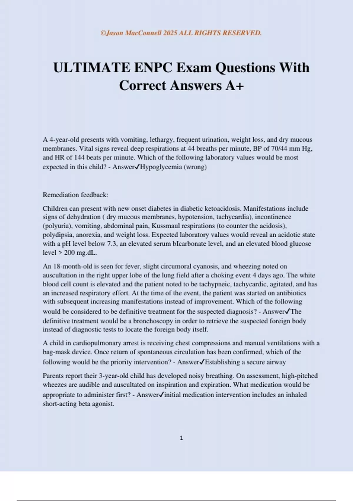 ULTIMATE ENPC Exam Questions With Correct Answers A+ - ENPC - Stuvia US