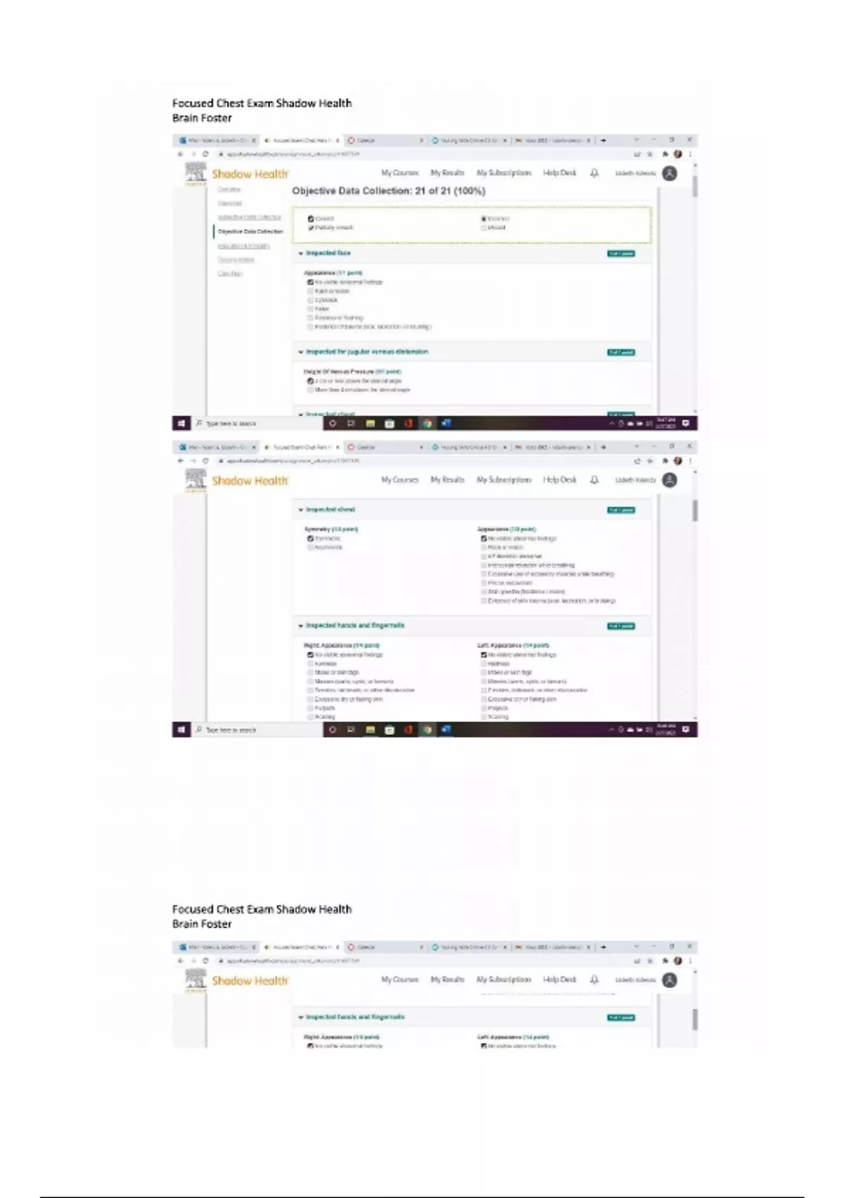 Focused chest exam brain foster shadow health Questions with 100% ...