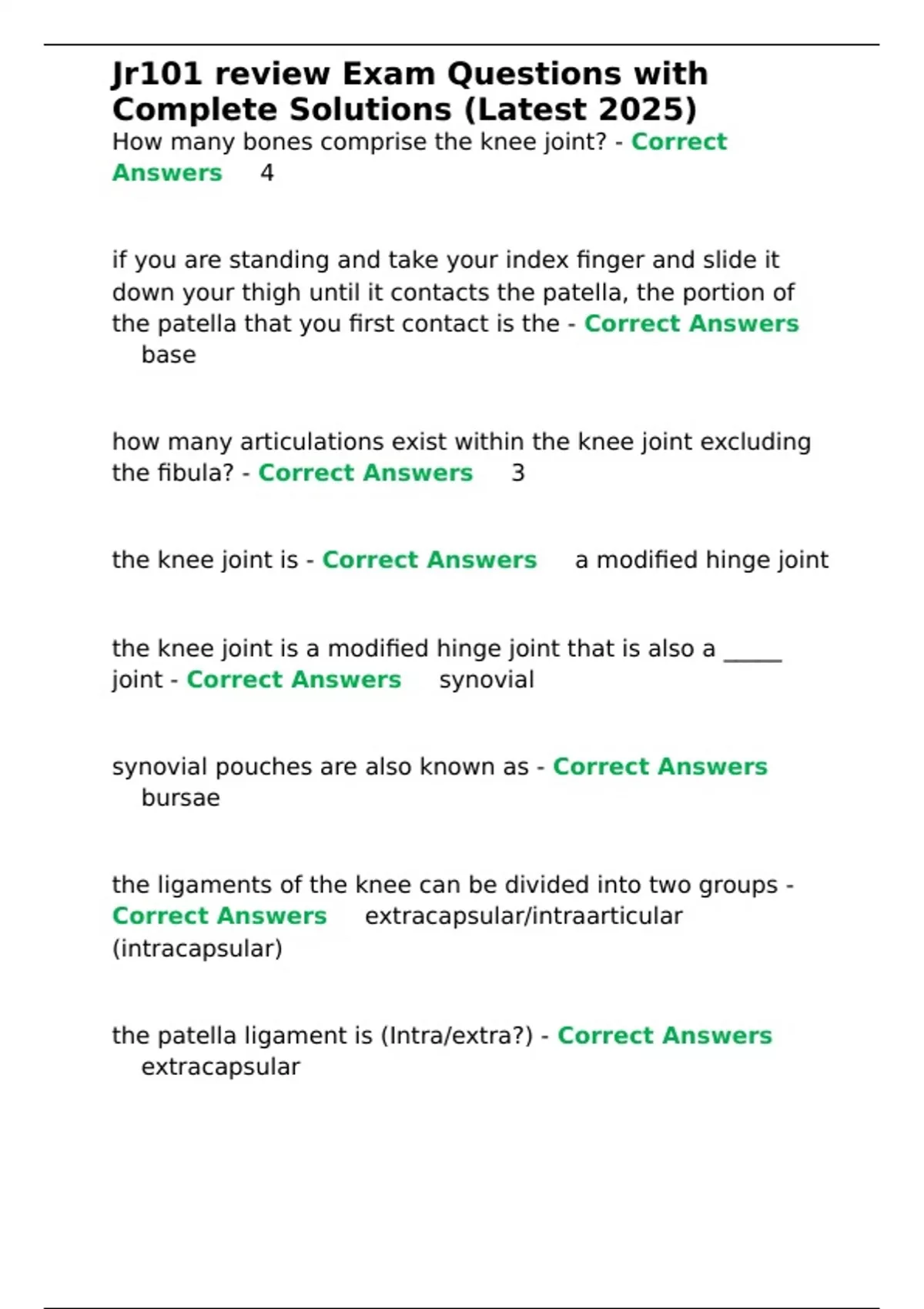 Jr101 review Exam Questions with Complete Solutions (Latest 2025) - JR ...